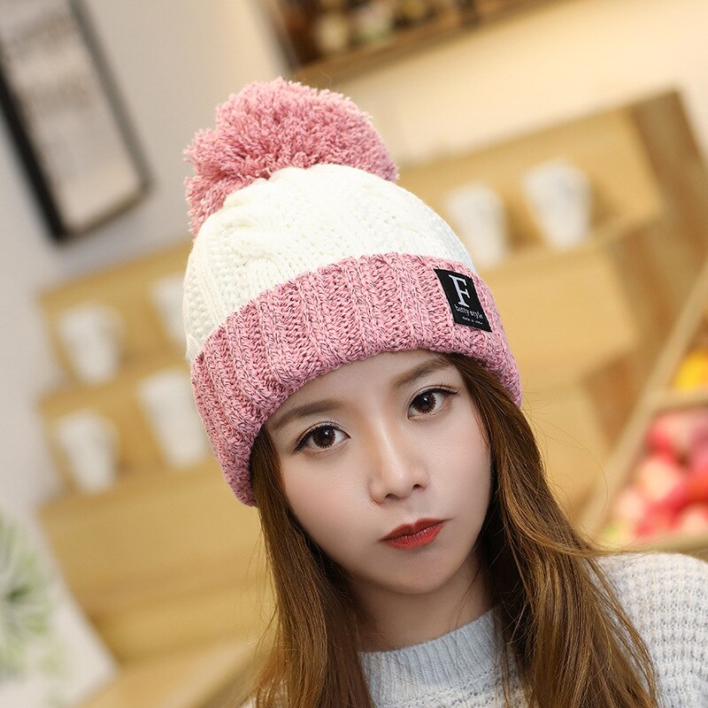 Knitted Winter Letters hats Women Double Thicken a... – Grandado