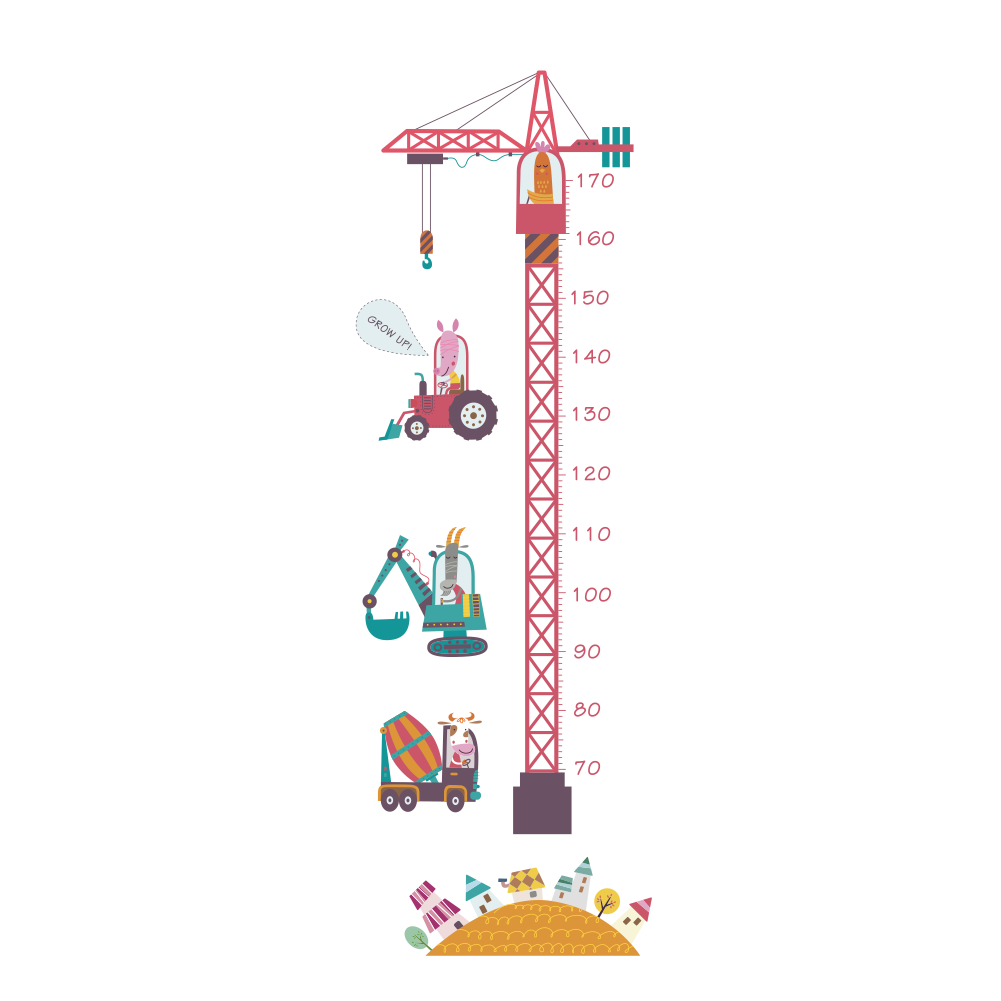 3d Cartoon Tower Crane Grow up Stickers Animal Hei... – Grandado