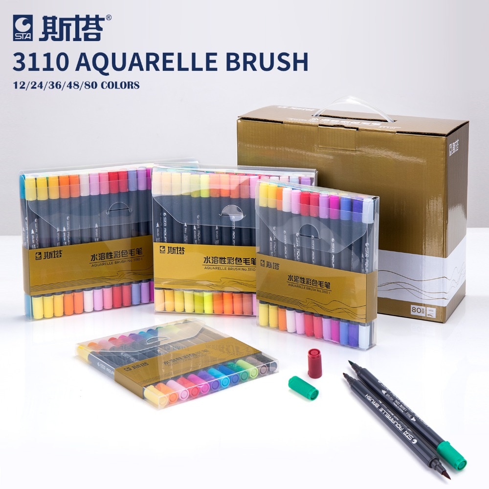 STA 80 Farben Doppel Kopf Künstler Löslich Farbige... – Vicedeal