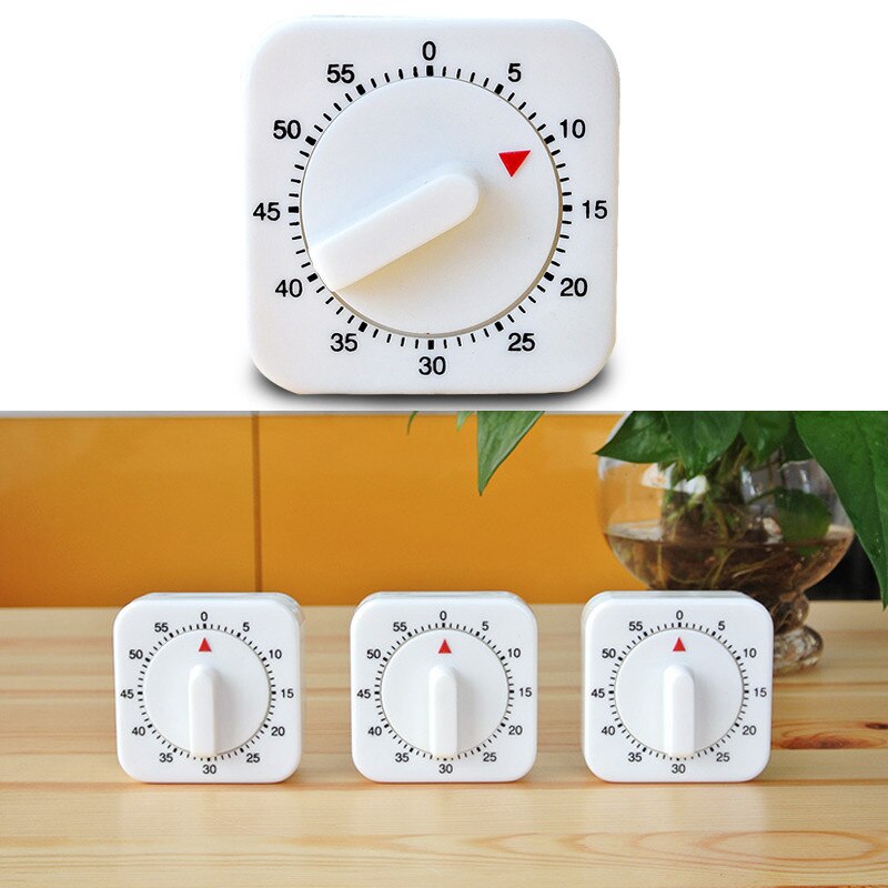 White Square Mechanical Timer Portable Kitchen Tim... – Grandado