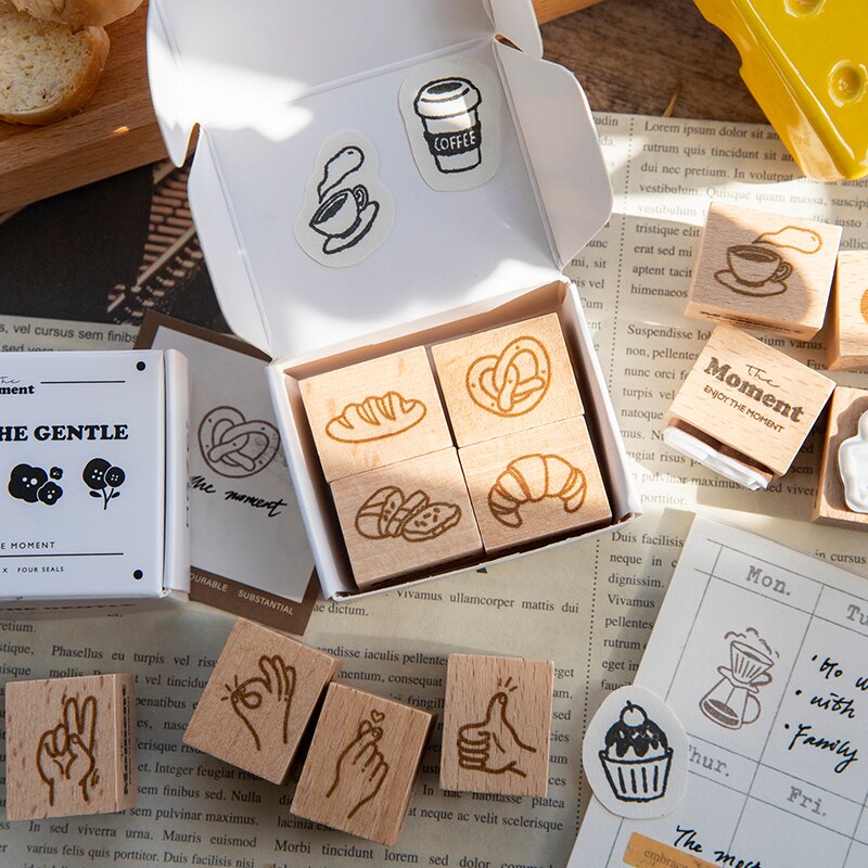 4Pcs/Set Vintage Bread Flower Gesture Stamp DIY Wo... – Grandado