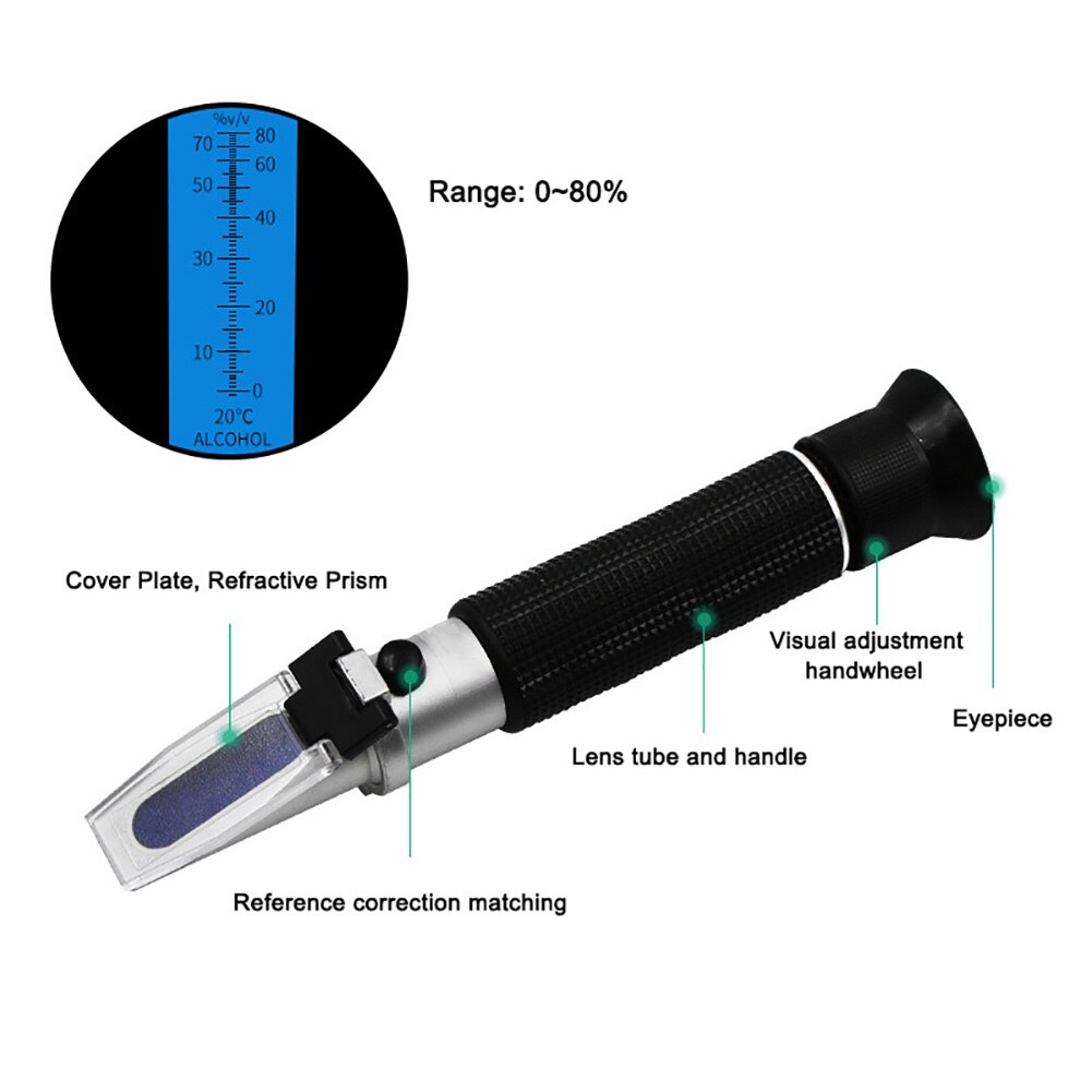 Alcohol Refractometer Alcoholmeter Meter 0 ~ 80% V... – Grandado