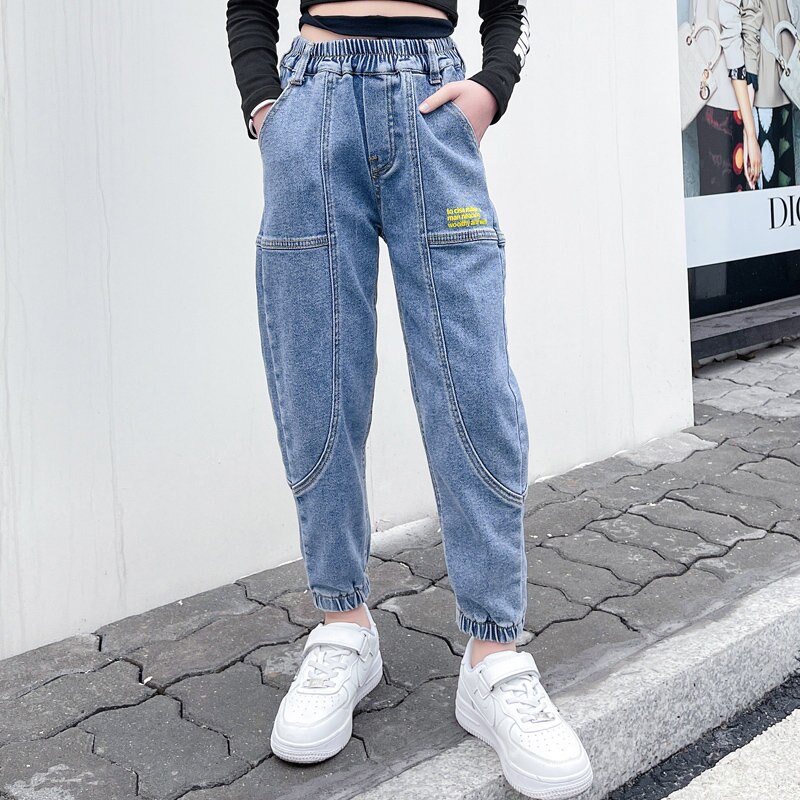 Girls Pencil Pants Spring Fall Patchwork Denim Tro... – Grandado