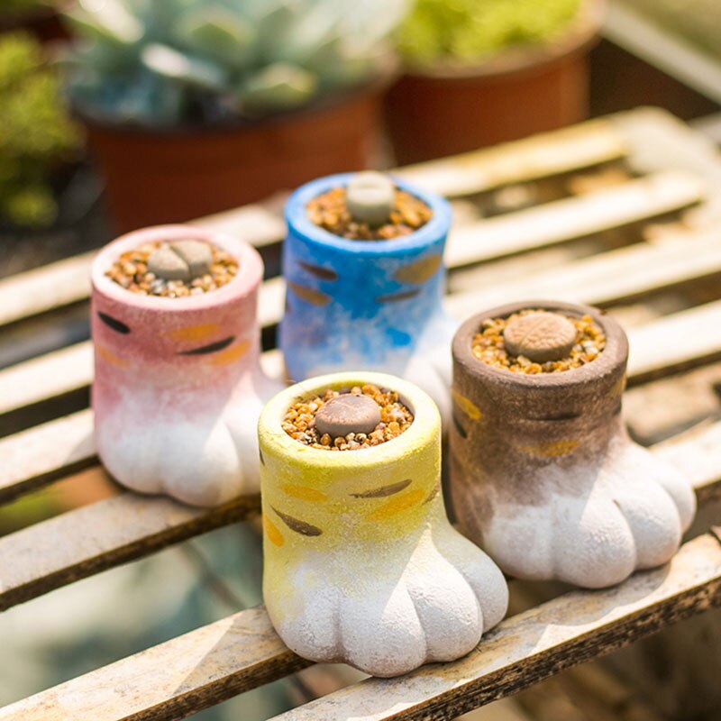 Cat Paw Shape Concrete Cement Flowerpot Silicone M... – Grandado