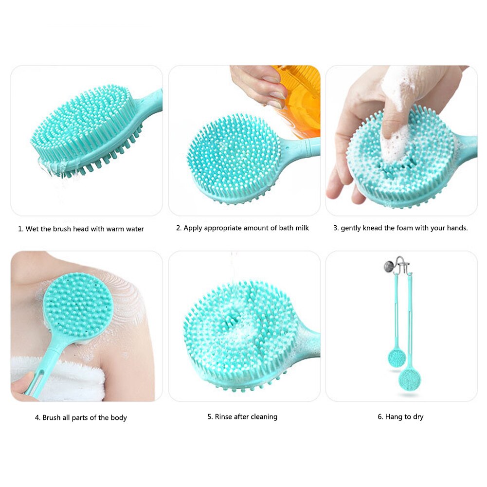 Double-sided Shower Body Brush Silicone Long Handl... – Grandado