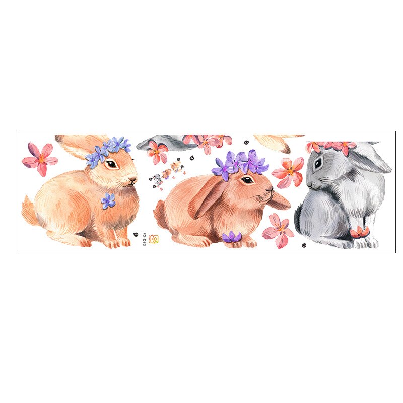 Hand-painted Watercolor Rabbits DIY Wall Sticker H... – Grandado