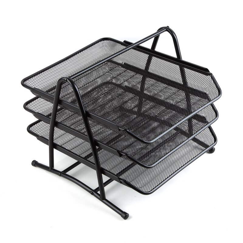COMIX B2163, 3-Tier Steel Mesh Desk Tray, Black – Grandado