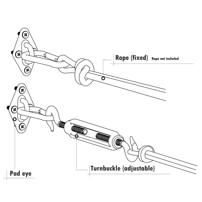 Shade Sail Hardware Kit For Triple-cornered Sail/R... – Grandado