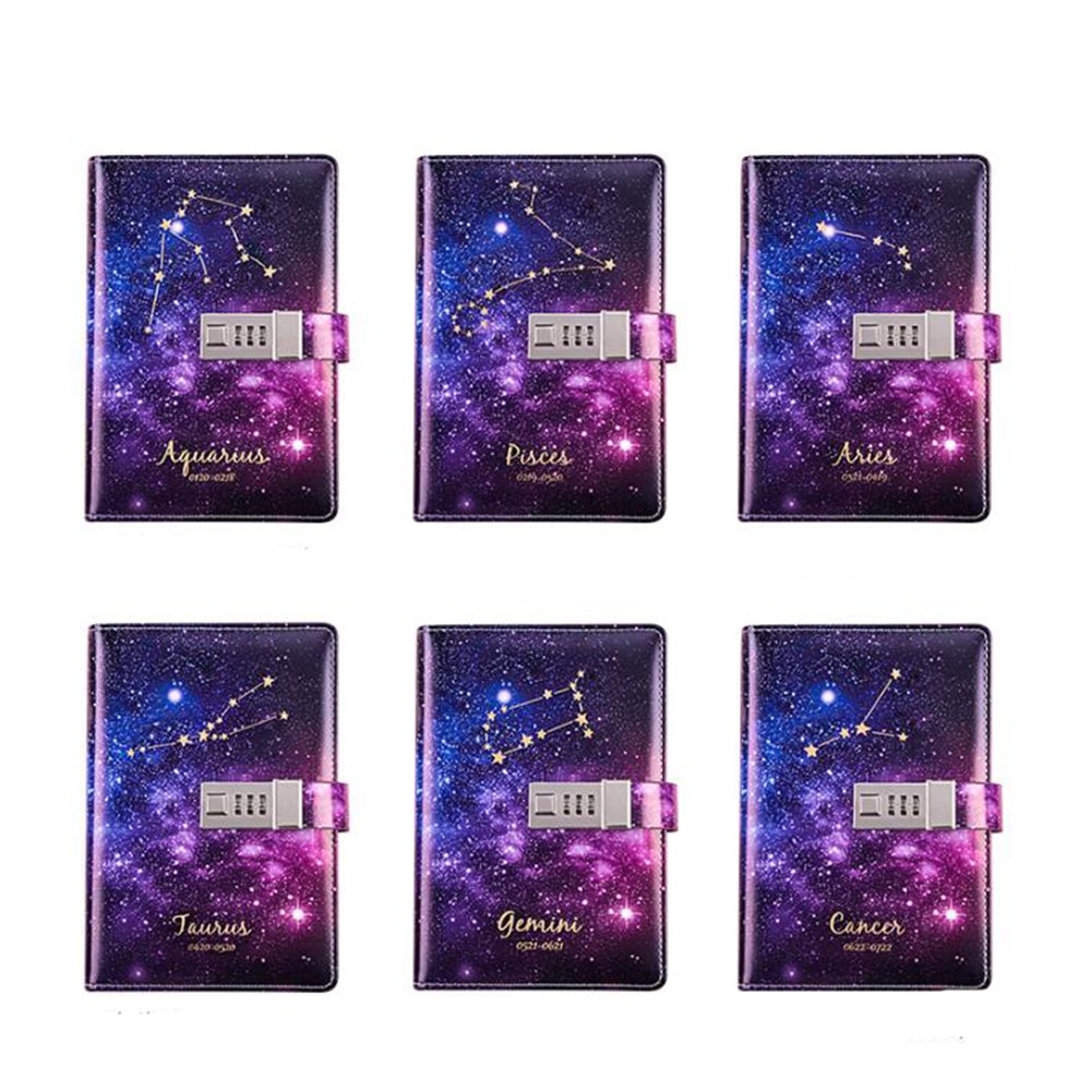 Set B6 Size Star Lock Leather Password Notebook Pe... – Vicedeal