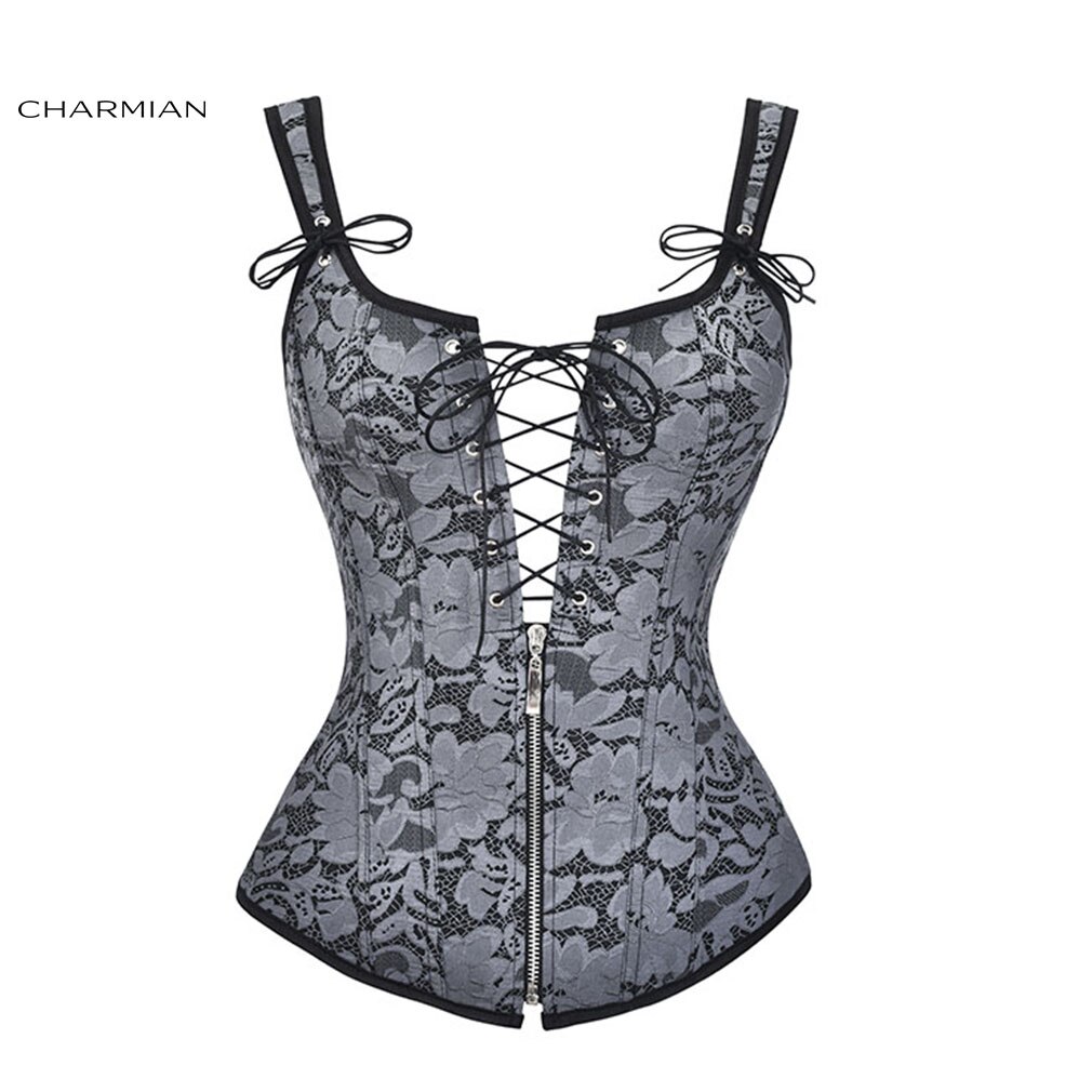 Charmian Sexy Steampunk Floral Jacquard Zipper Ove... – Grandado