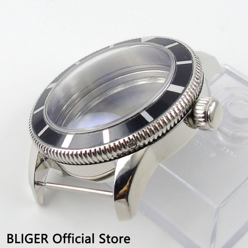 BLIGER 46MM Stainless Steel Watch Case Black Rotat... – Grandado