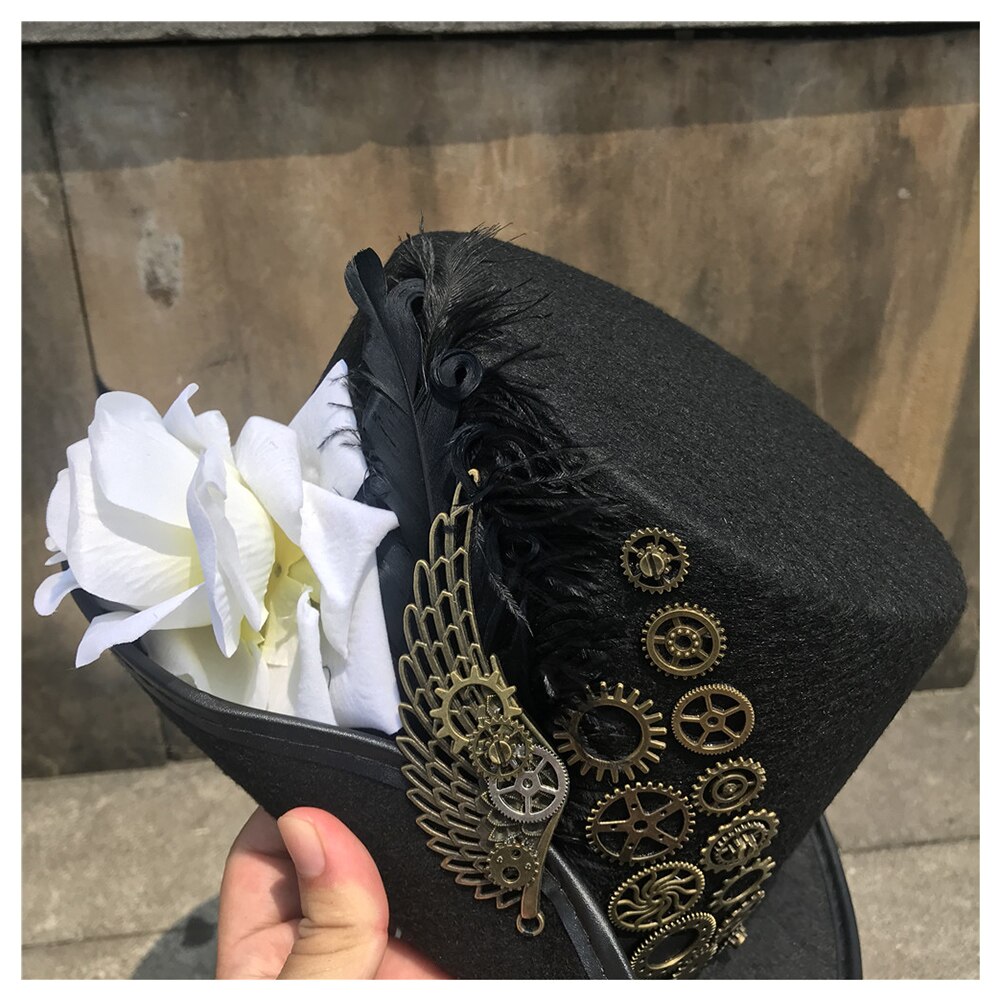 Steampunk Top Hut Mit Metall Getriebe Und Blume Fü... – Vicedeal