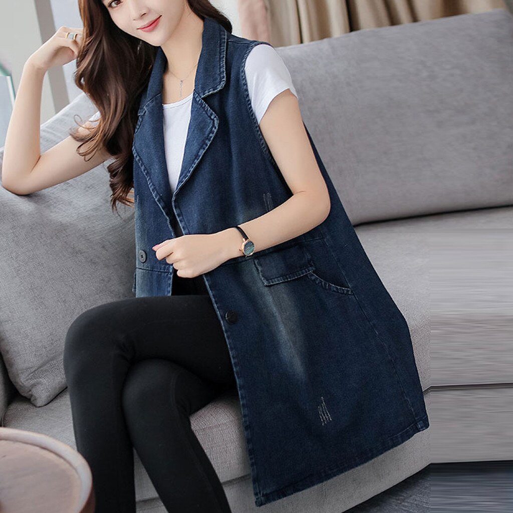 Päällysvaatteet ja takit takit naisten denim liivi... – Grandado