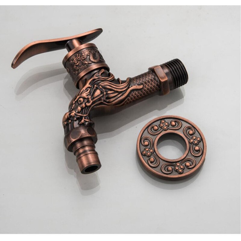 G1/2 Carved Wall Mount Bibcock Brass Retro Tap Dec... – Grandado