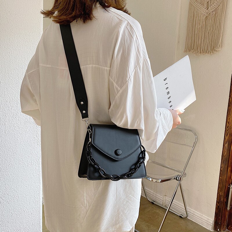 CAIDA Solid Color Thick Chain Small PU Leather Cro... – Vicedeal