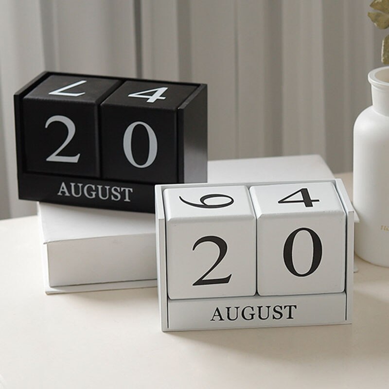Wooden Perpetual Calendar Wooden Desk Block Calend... – Grandado