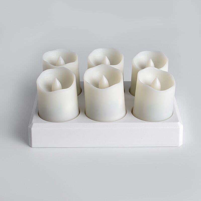 Sett of 6 oppladbare flammeløse bølgete kantlys m... – Grandado