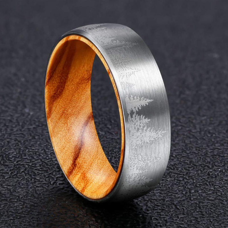 Men's Ring Forest Landscape Ring Wooden Men's Tung... – Grandado