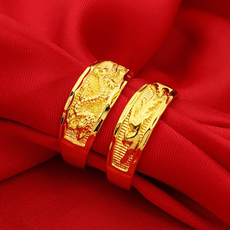 Paar Chinese Stijl Open Ring Dragon Phoenix Gouden... – Vicedeal