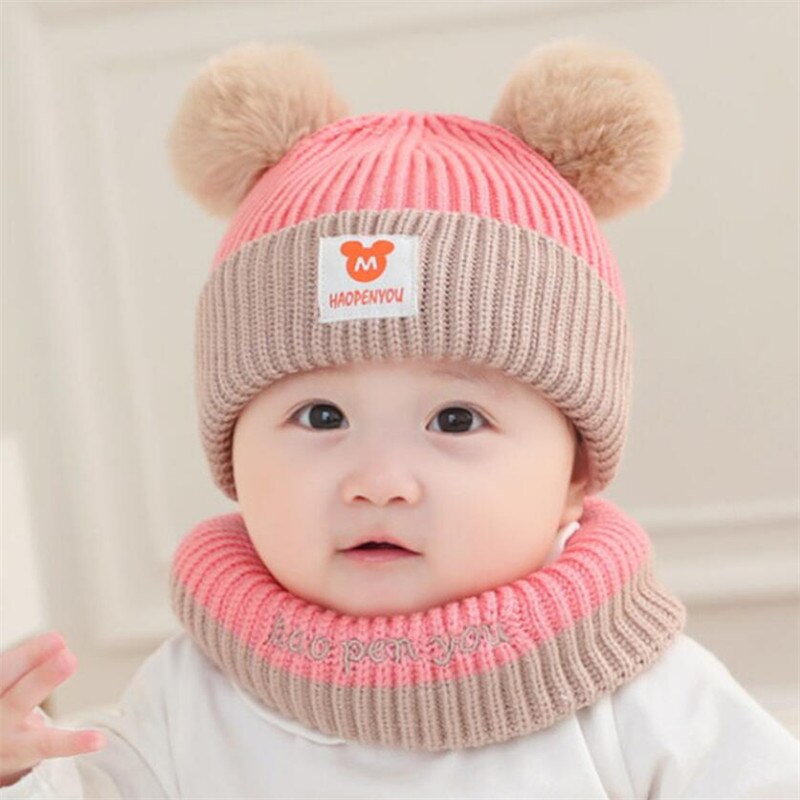 Kinderen Winter Warme Muts Sjaal Set Baby Geribbel... – Grandado
