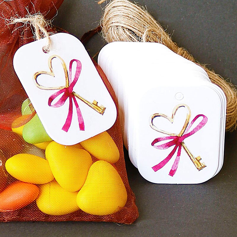 50 stuks Mooie Wit Papier Label Label Bloem Hart H... – Grandado