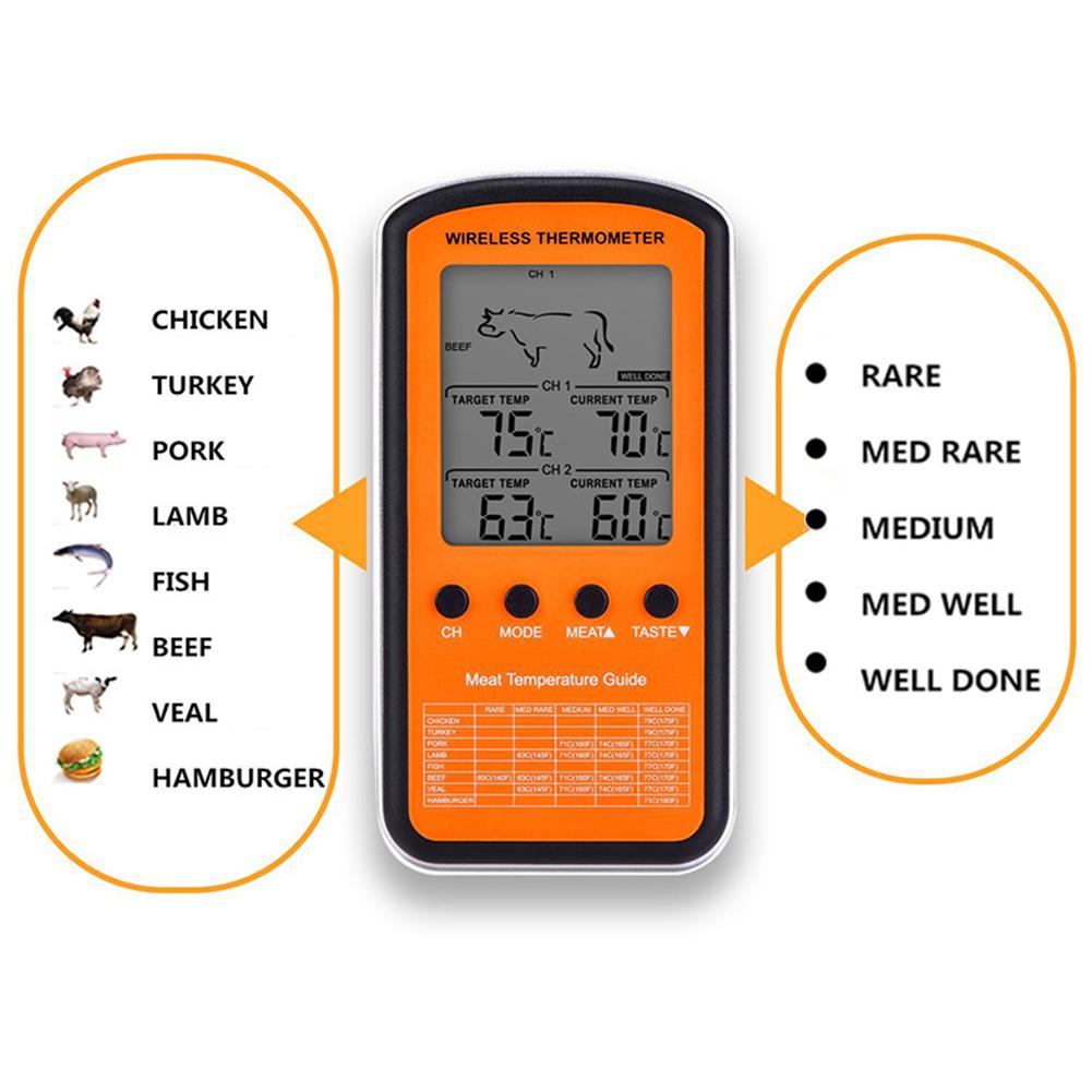 Wireless Remote BBQ Thermometer Dual Probe Digital... – Grandado