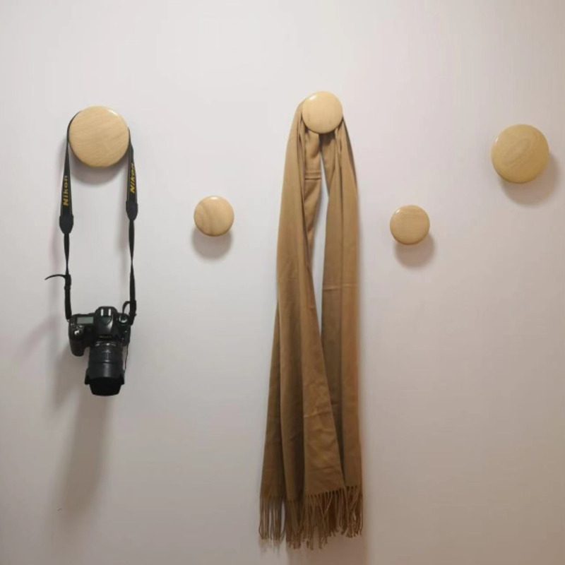 Ronde Houten Haak Set Muur Kapstok Muur Hout Organ... – Grandado