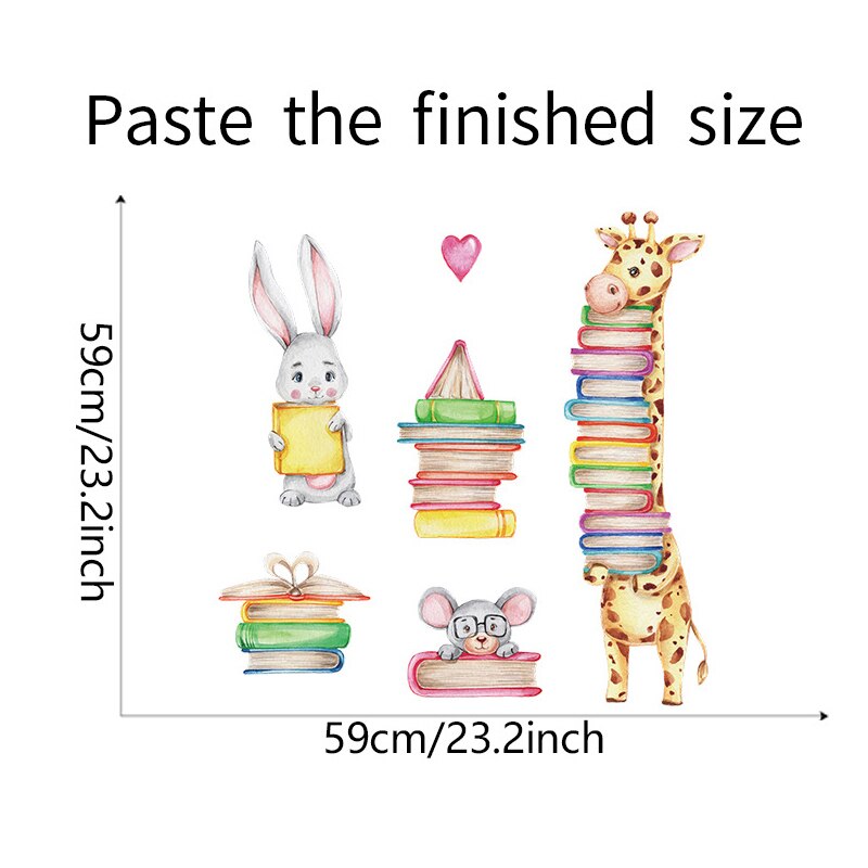 Giraffe Rabbit With Book Wall Stickers Classroom M... – Grandado