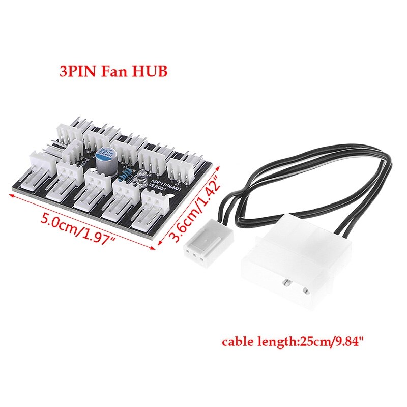 10-Way 3-Pin PWM Fan Hub PC Host CPU Game Water Co... – Vicedeal