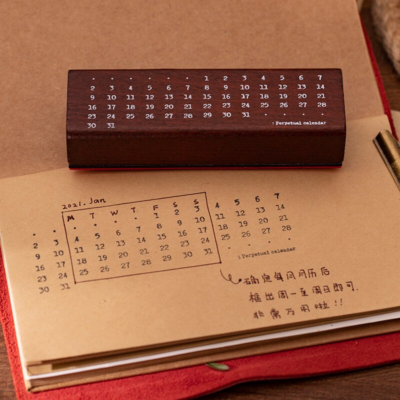 Retro Week Month Calendar Diary Wooden Custom Rubb... – Vicedeal