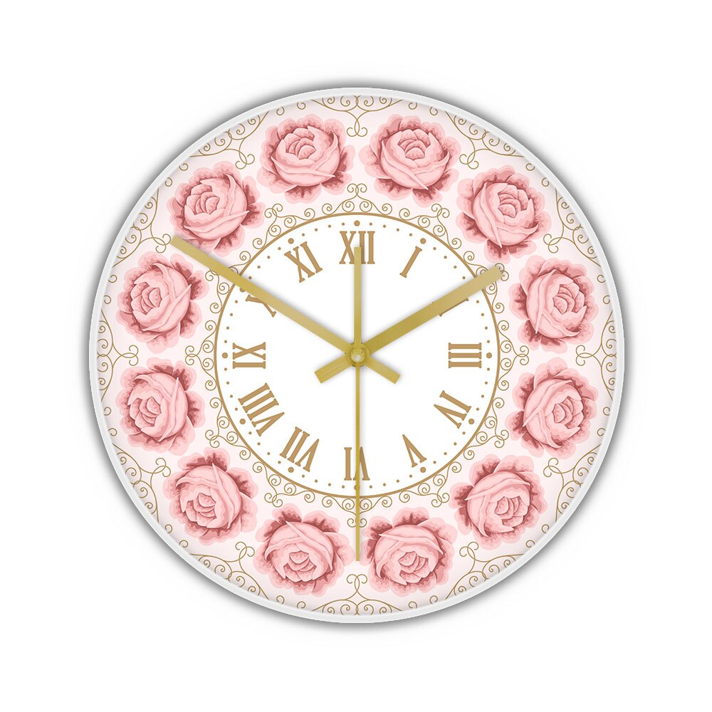 Pink Rose Vintage Wall Clock Silent Non Ticking Wi... – Grandado