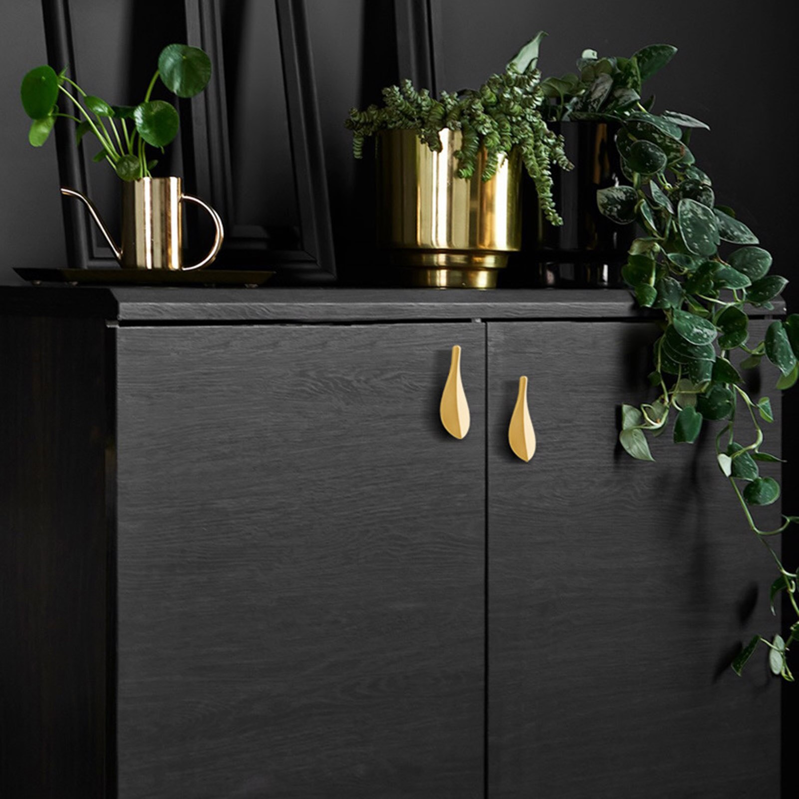 Simple Golden Leaf Shape Cupboard Cabinet Drawer K... – Grandado
