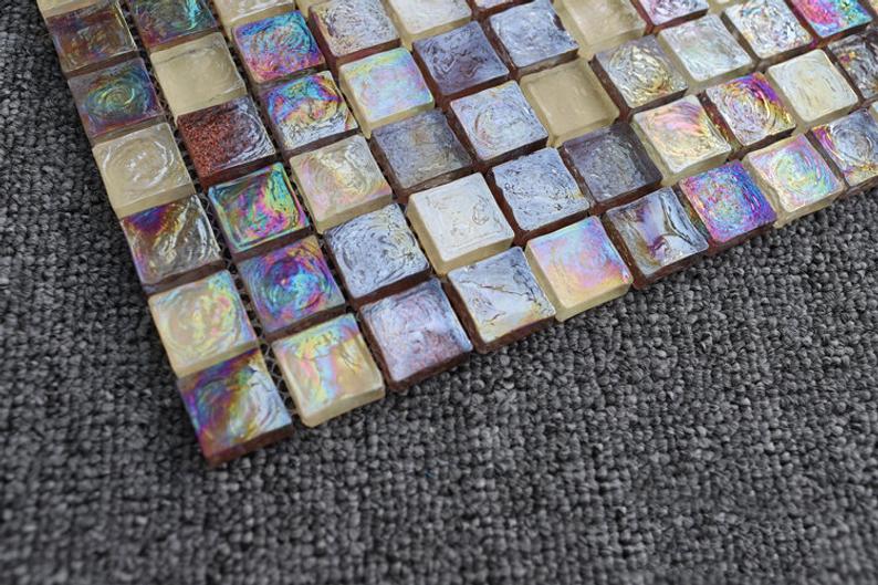 Sugar White Purple Rainbow Glass Mosaic Tile Backs... – Grandado