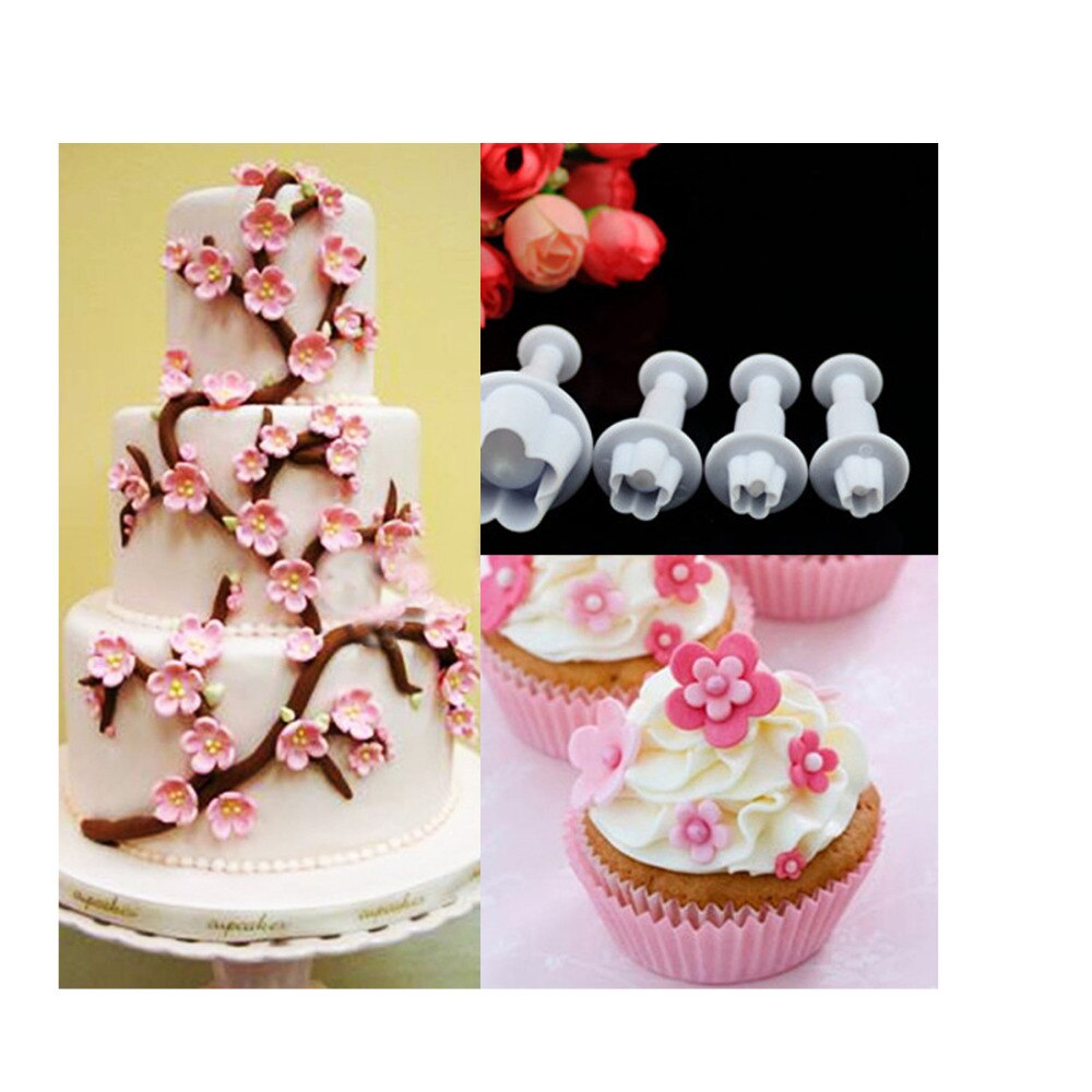 4Pcs/Set Plum Flower Plunger Fondant Mold Cutter S... – Grandado
