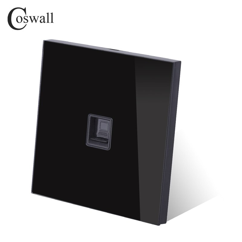Coswall Crystal Tempered Glass Panel RJ45 CAT5E Internet Jack Wall Data ...