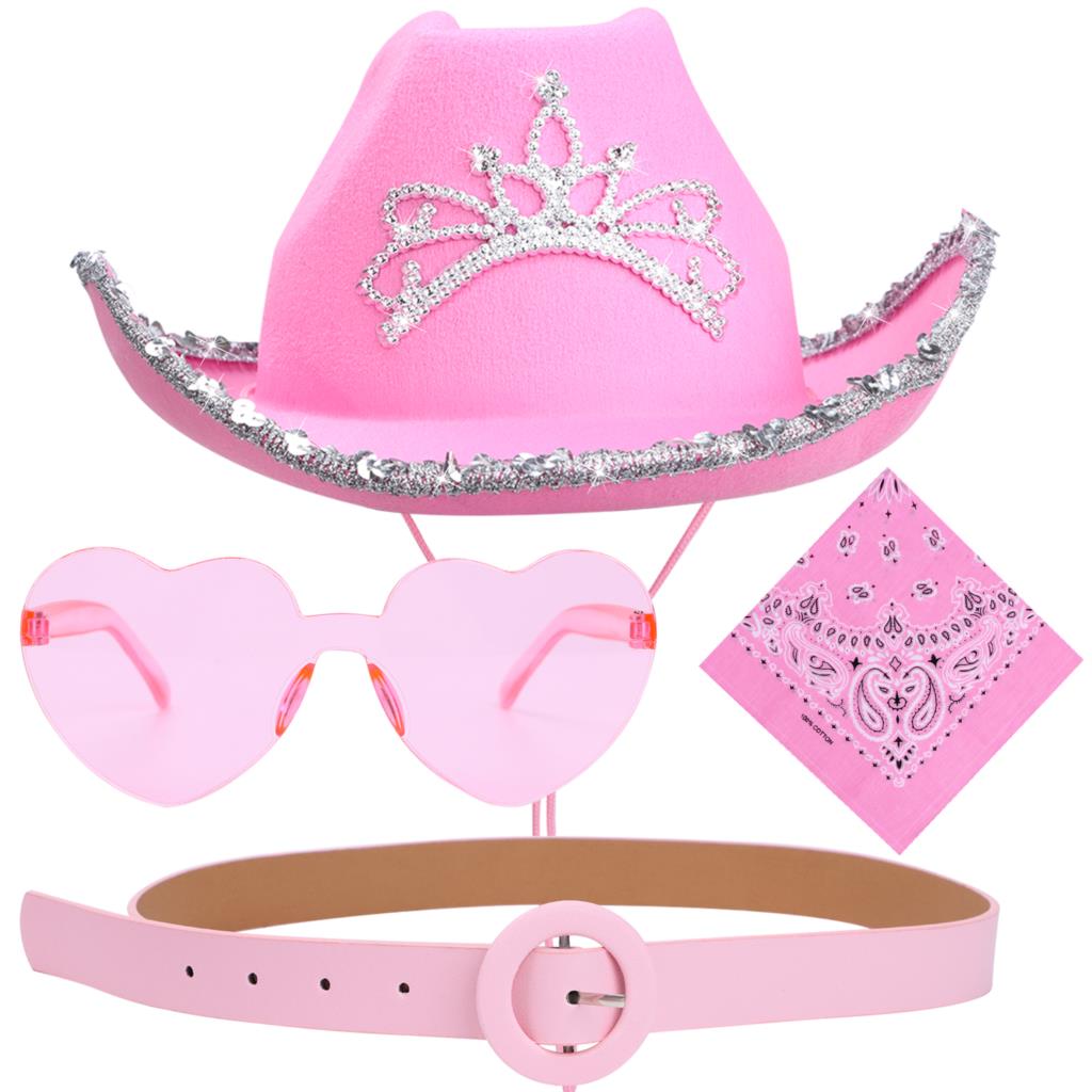 4 PCS Western Cowboy Caps Rosa Cowgirl-Hut für Fra... – Grandado