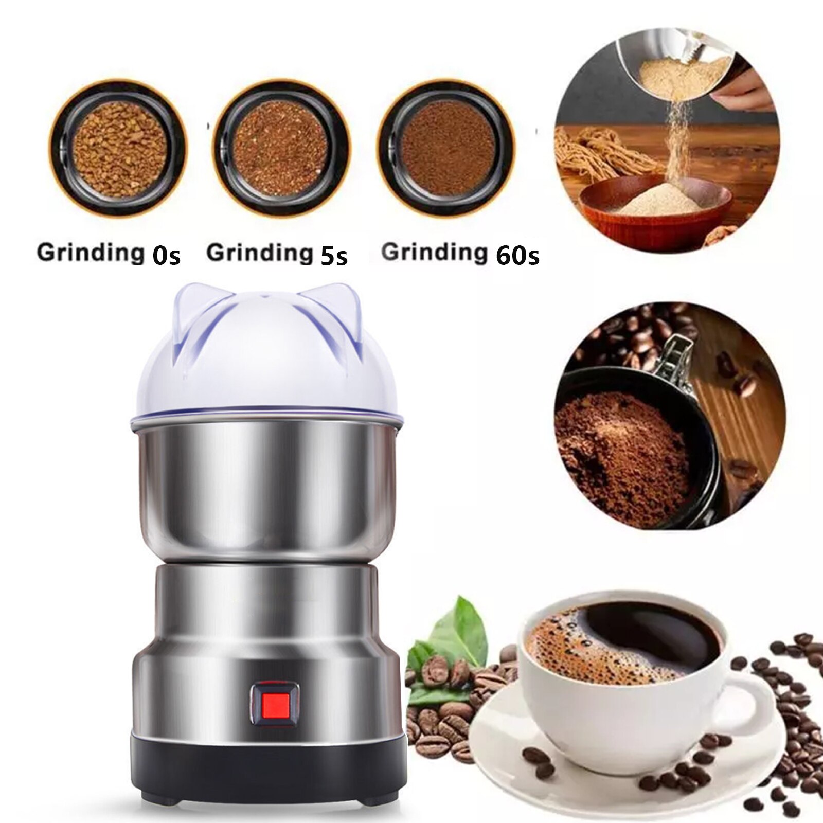 Electric Coffee Grinder Stainless Steel Grinder Ca... – Grandado