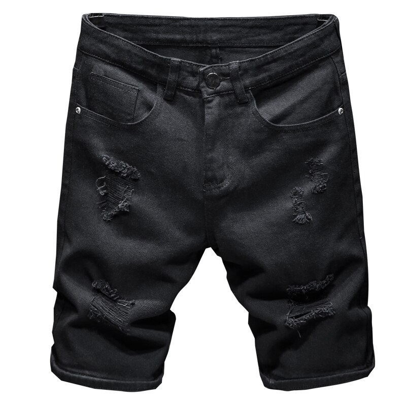 Summer White black Men Ripped Hole Denim Shorts Sl... – Vicedeal