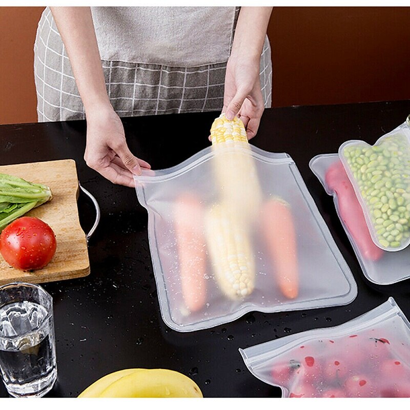 PEVA Silicone Food Storage Bag Reusable Zip Lock L... – Grandado