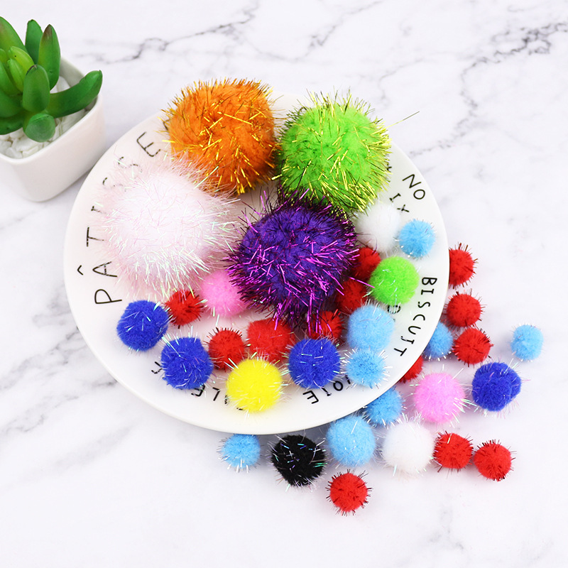 10/15/20/25/30mm Mix Color Glitter Tinsel Pom Pom ... – Grandado