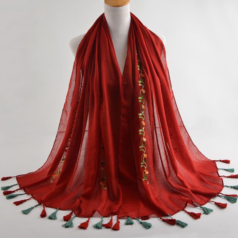 Za ,blommig scarf, vanlig sjal, bomullsbroderi-sja... – Grandado