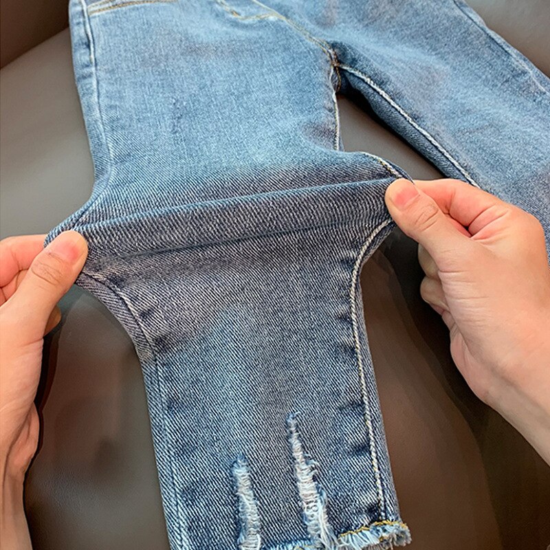 2022 Spring Girls Denim Pants Kids Skinny Trousers – Grandado
