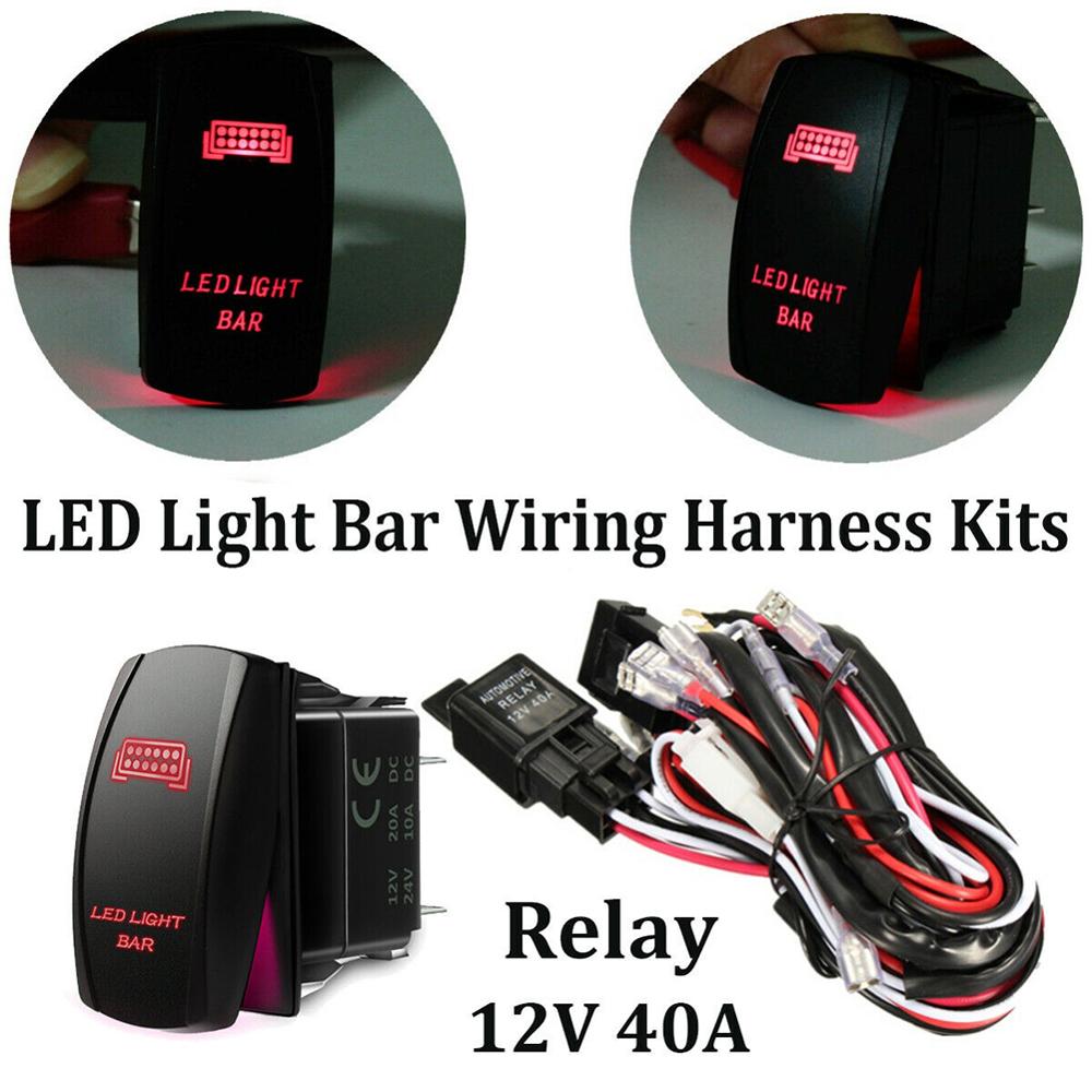 12V SUV ATV Red LED Light Bar Rocker Switch Wiring... – Grandado