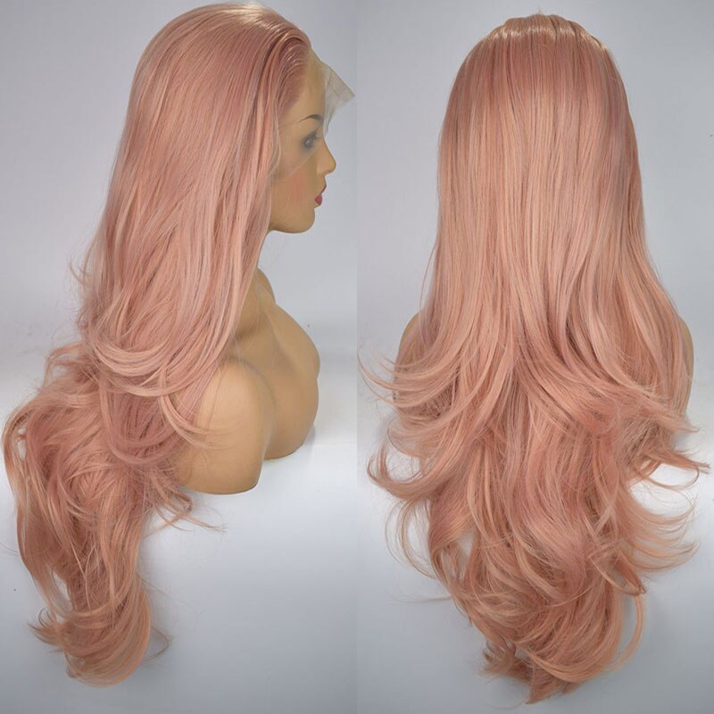 Bombshell Peach Pink Loose Natural Wave Synthetic ... – Grandado