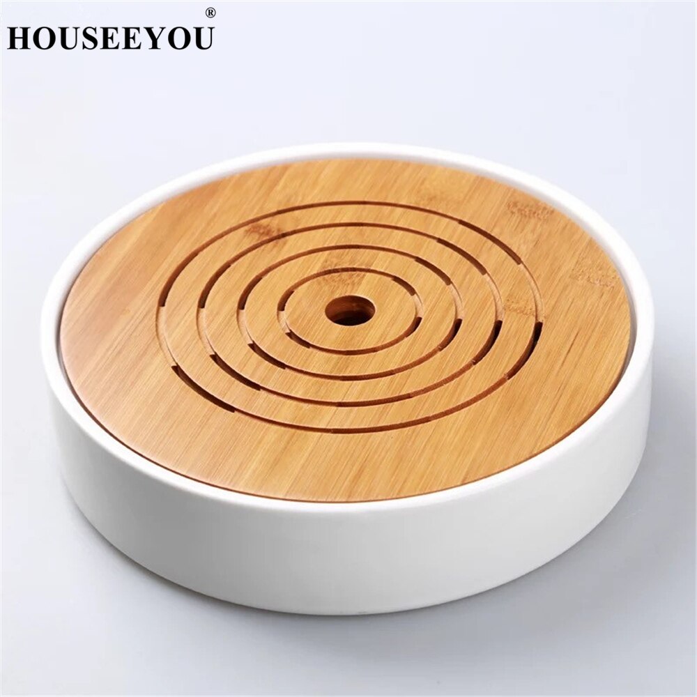 Ceramic Bamboo Tea Tray Drain Water Storage Kung F... – Grandado