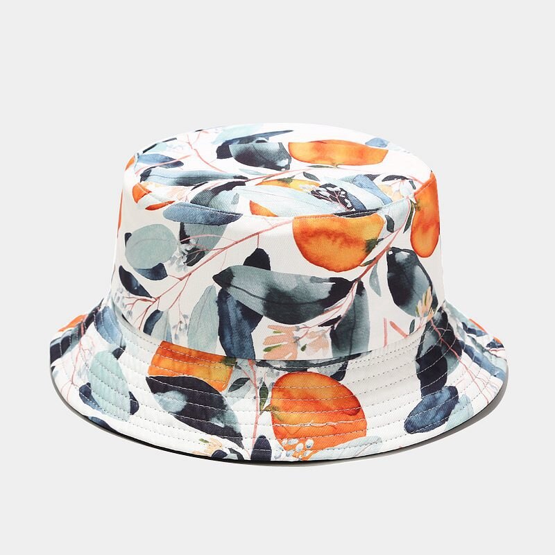 Fisherman hat women fruit persimmon pattern double... – Grandado