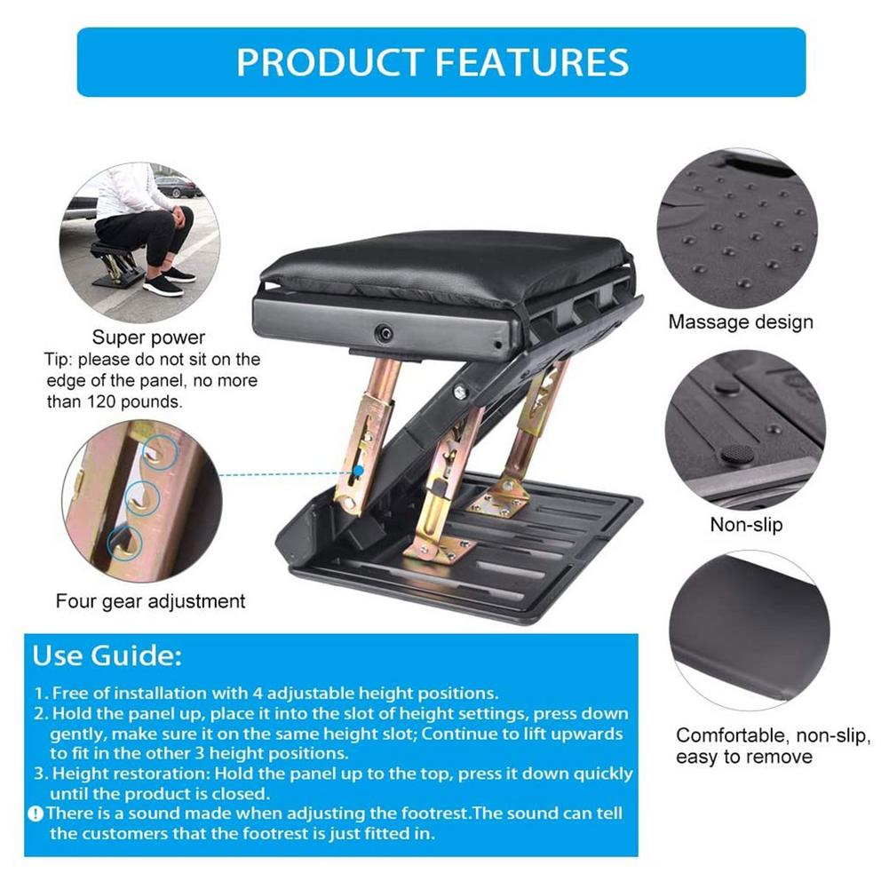 Adjustable Footrest with Removable Soft Pad Adjust... – Grandado