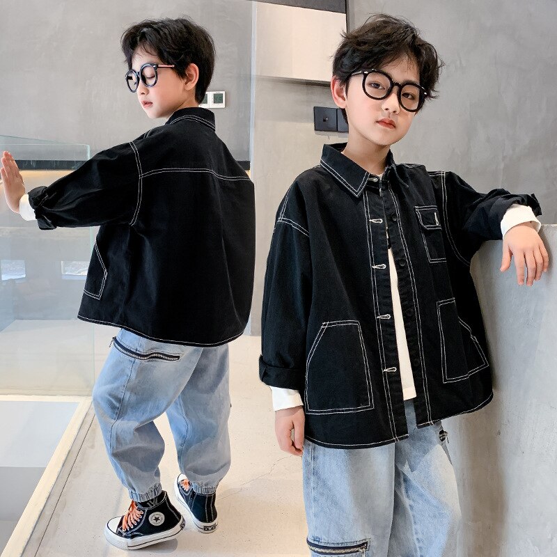 Big Kids Spring And Autumn Simple Jacket Boys Loos... – Grandado