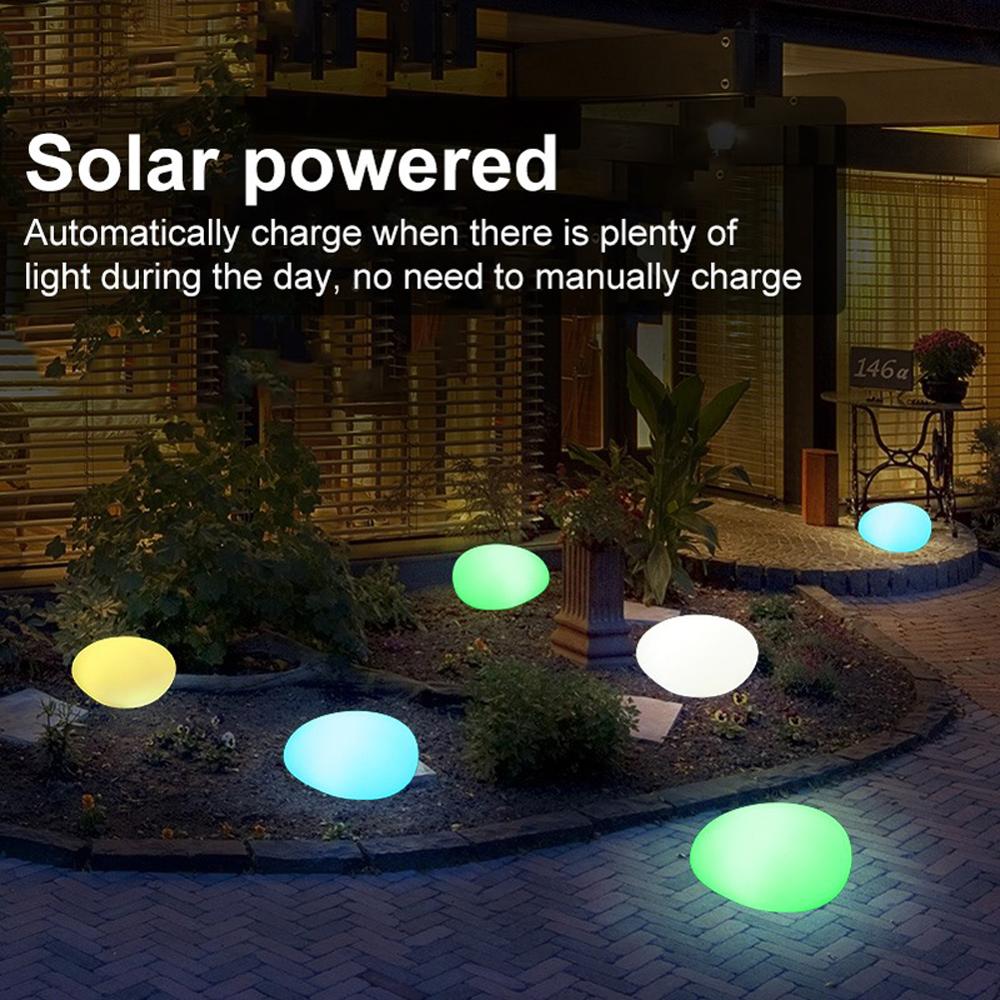 Solar Garden Lights, Glow Cobble Stone Shape Outdo... – Grandado