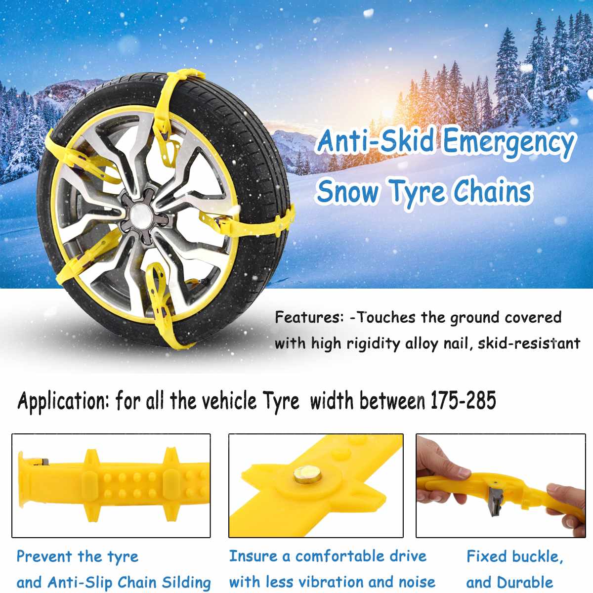 10pcs 175-285cm Universial Car Snow Chains Wheel T... – Vicedeal
